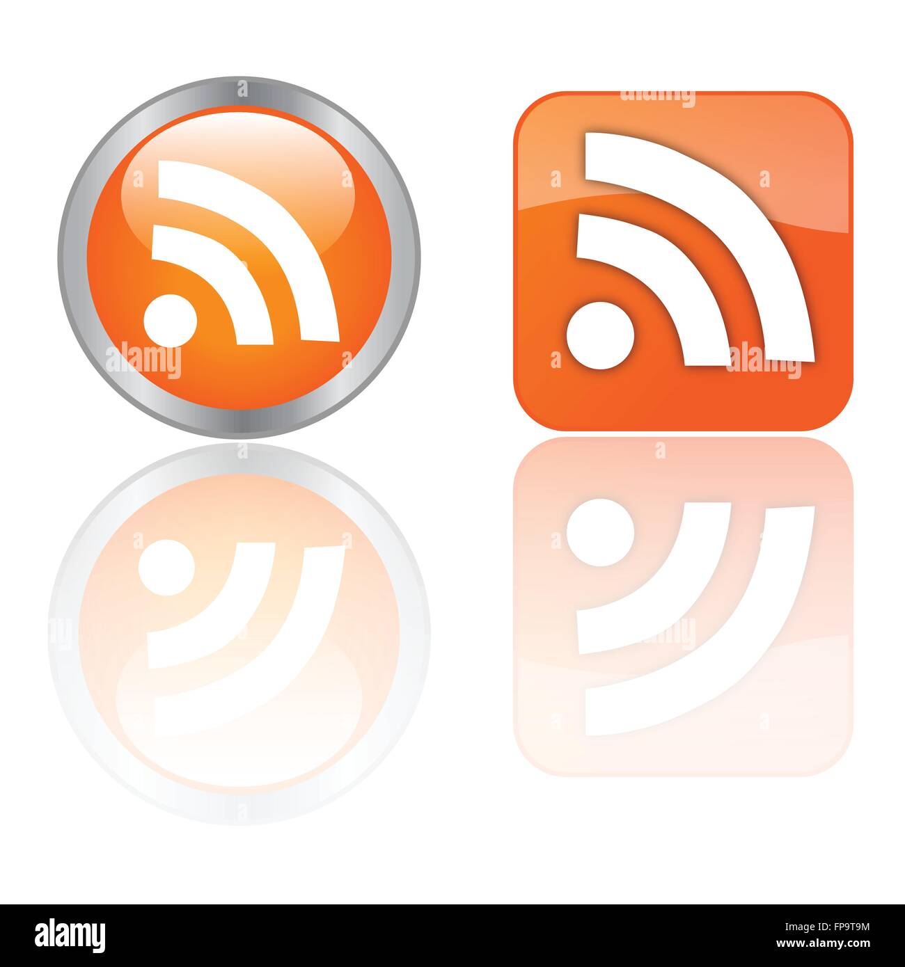 Image of two types of orange RSS buttons on a white background Stock ...