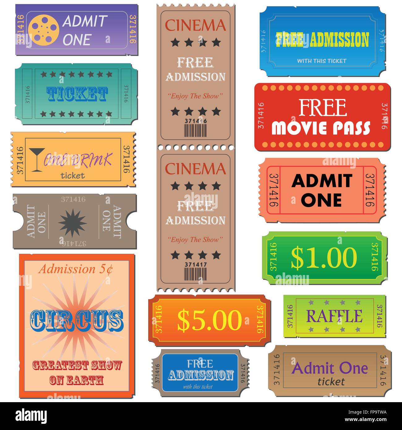 Image of various admission and cinema tickets Stock Vector Image & Art ...