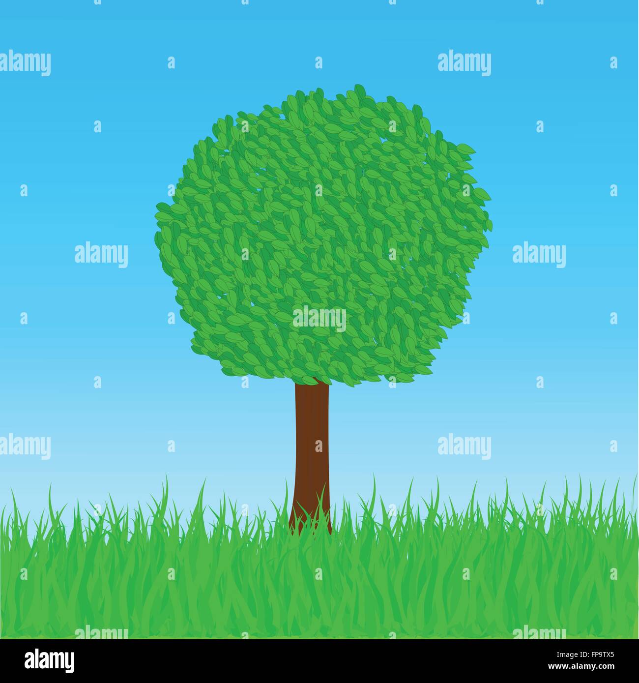 Illustration of a tree on a blue sky background Stock Vector Image ...
