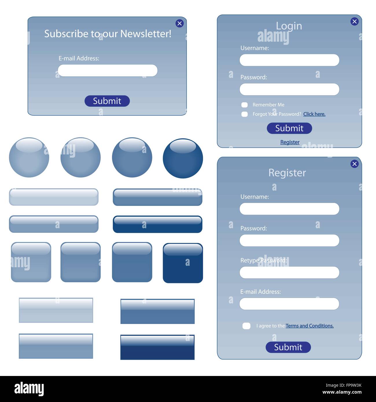 Various blue web forms and buttons Stock Vector Image & Art - Alamy