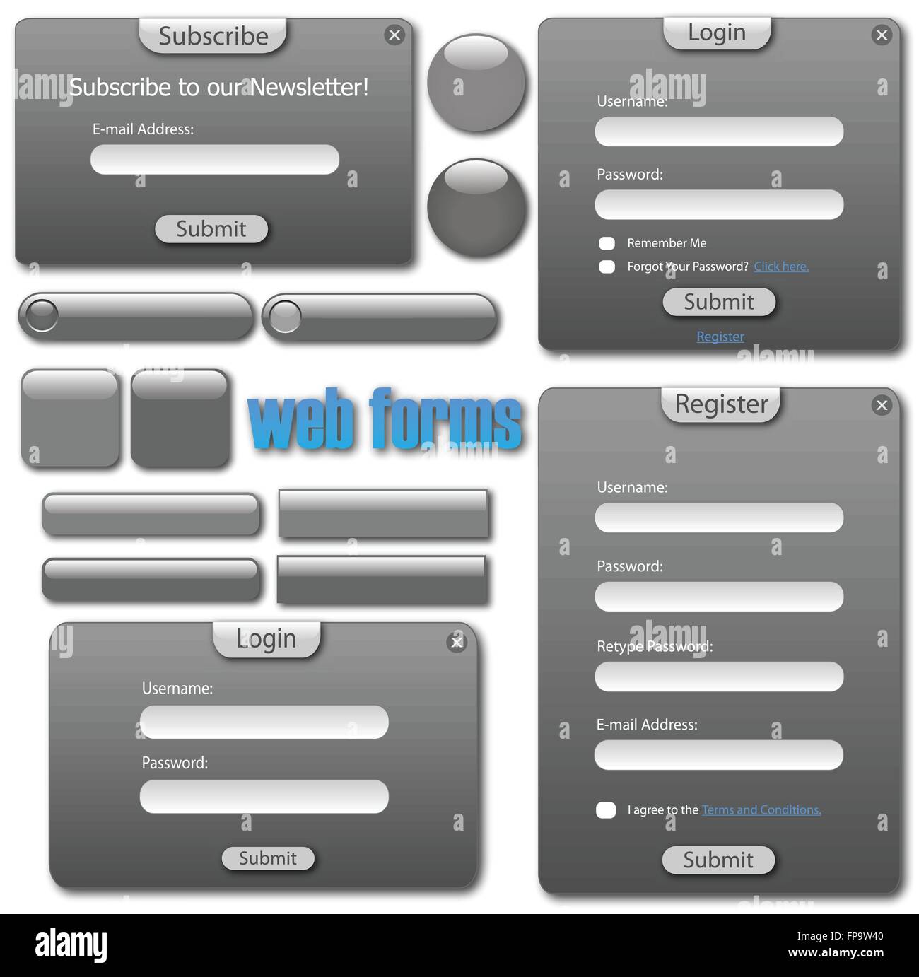 Image of a various grey web forms and buttons Stock Vector Image & Art ...