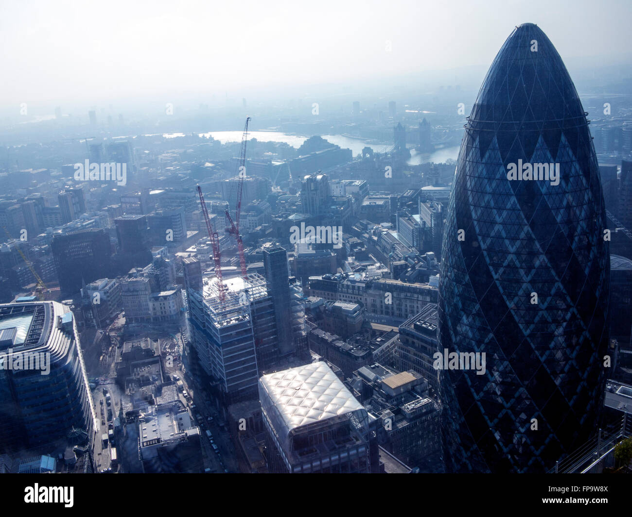 London: The Gherkin Swiss Re Building from above Stock Photo - Alamy