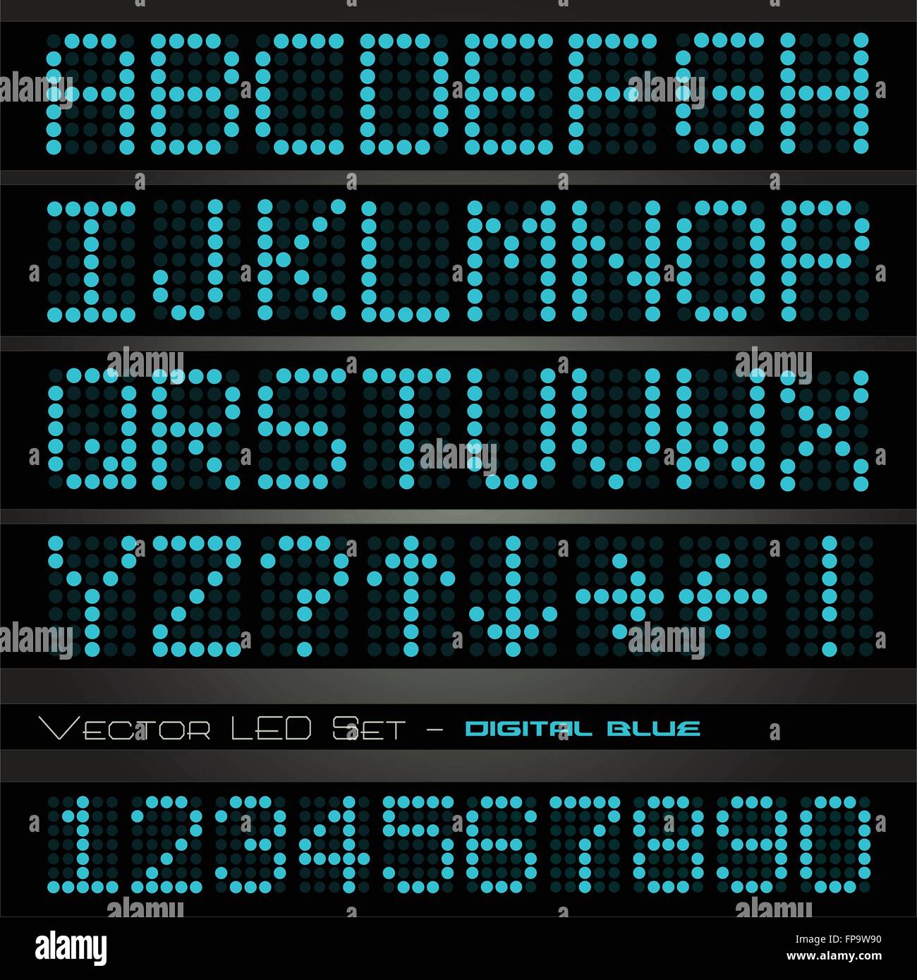 Image of blue digital alphabetic and numeric characters on a dark ...