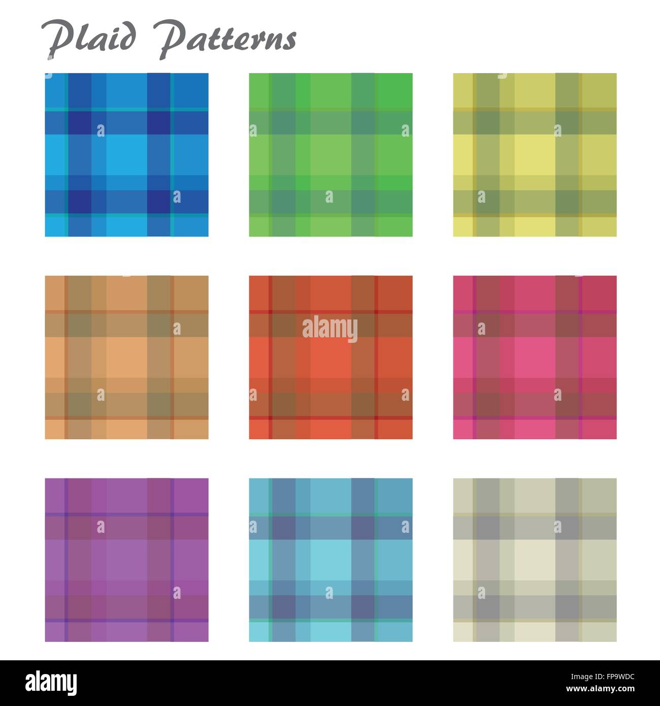 Image of various colorful plaid patterns isolated on a white background ...