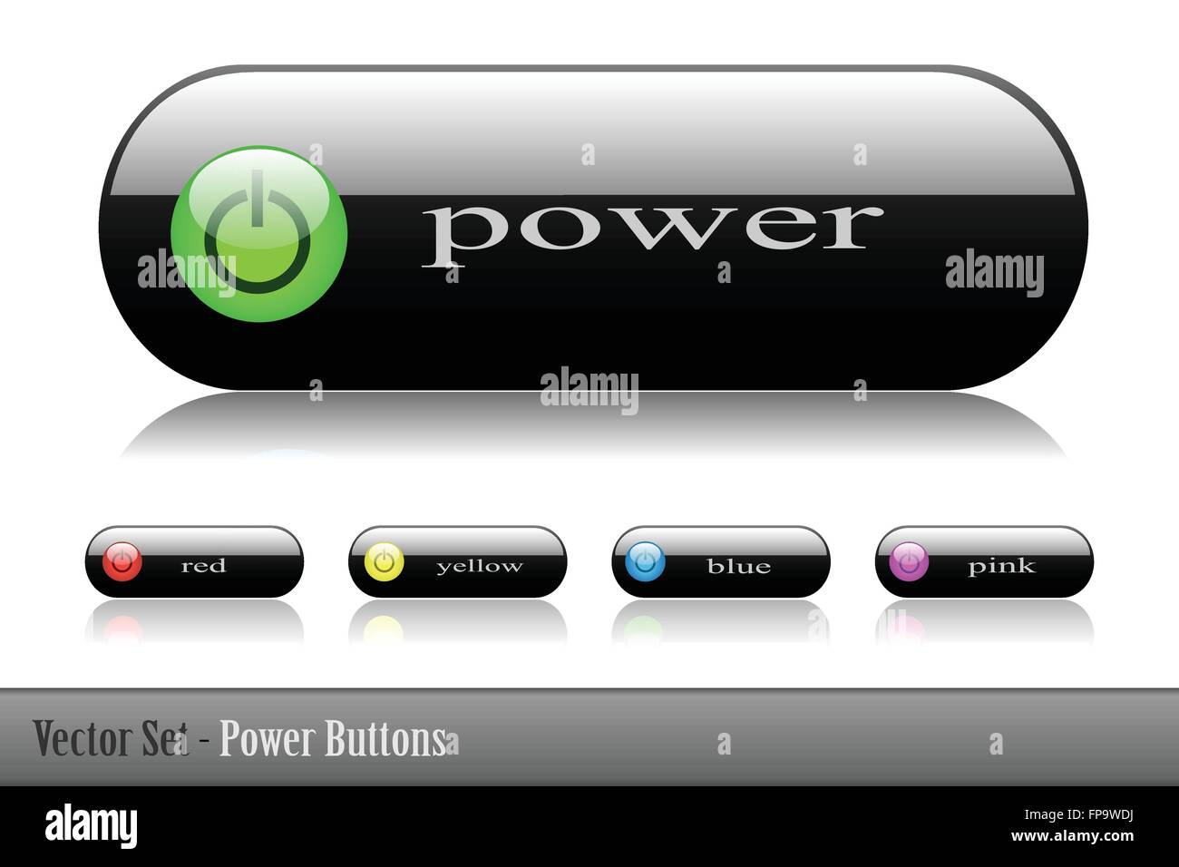 Vector set of colorful power buttons isolated on a white background ...