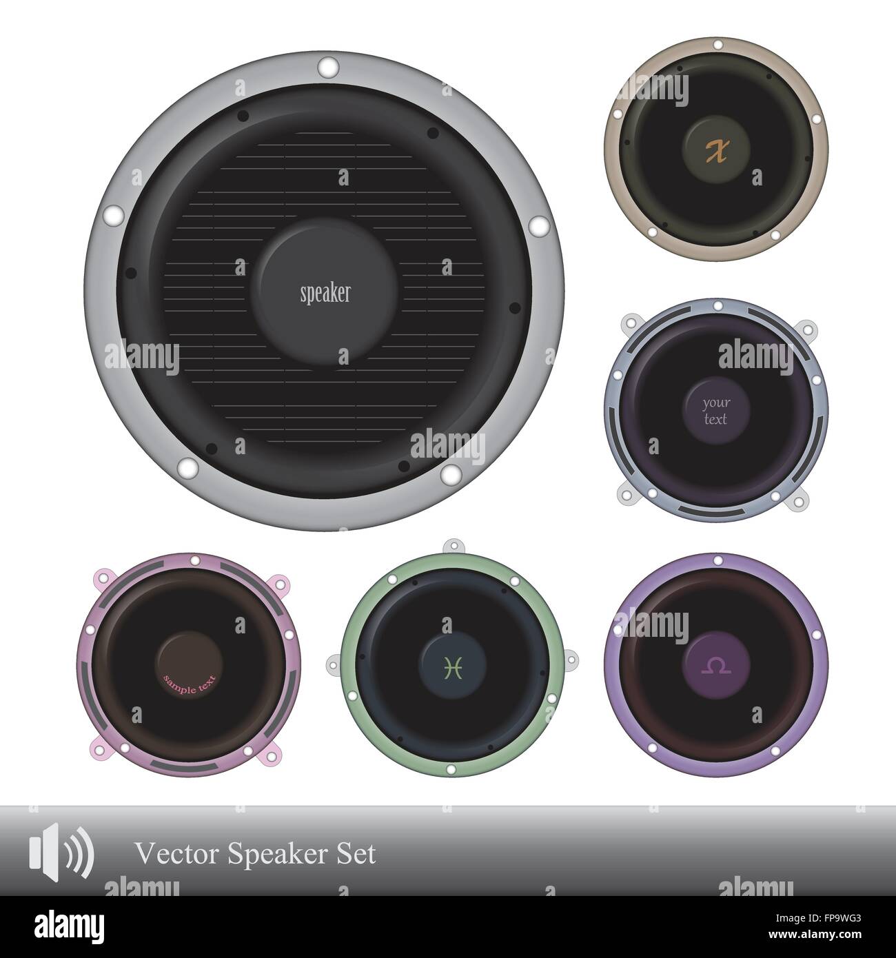 Vector image of various speakers isolated on a white background Stock ...