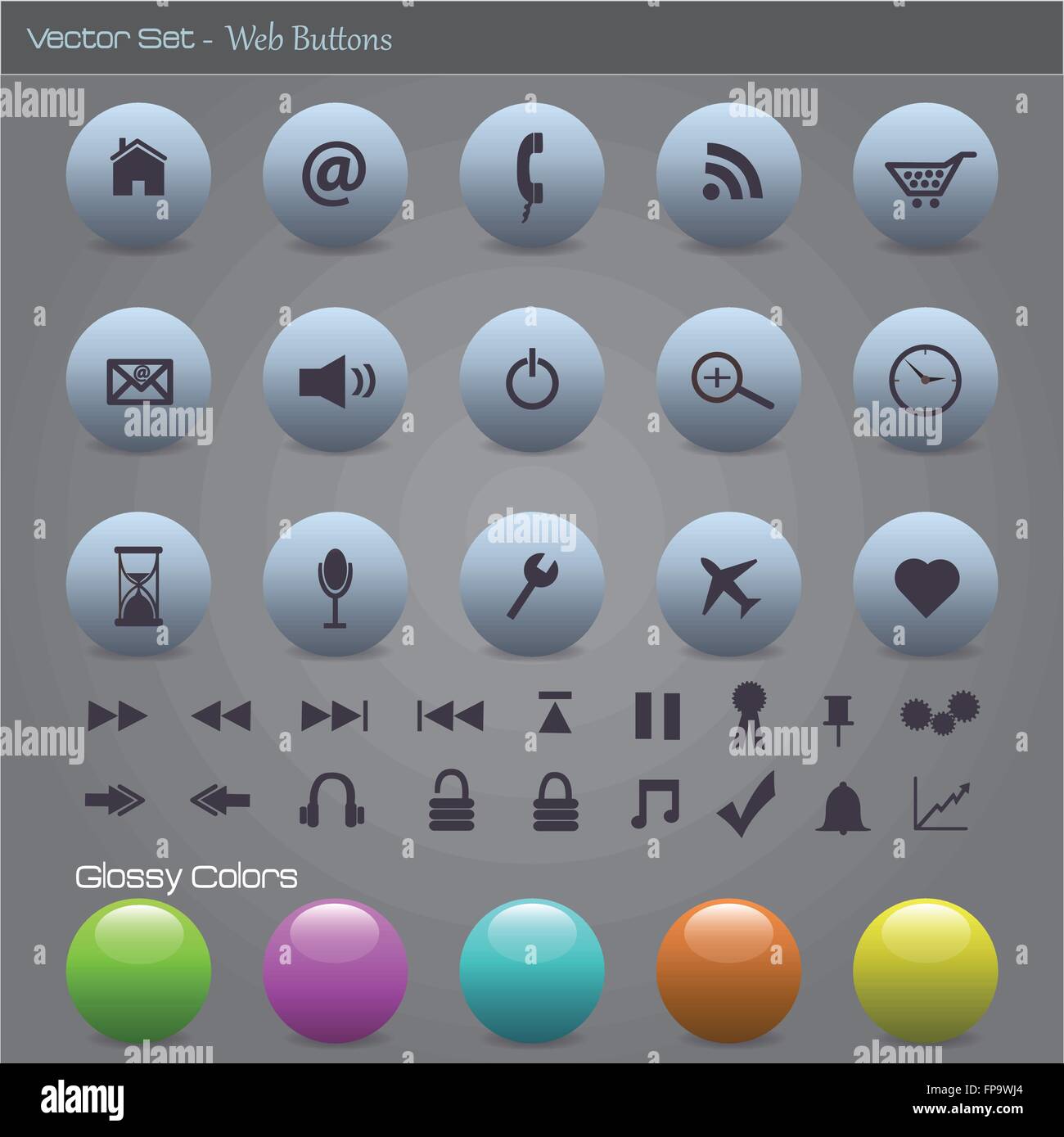 Image of various colorful web buttons with glossy colors Stock Vector ...