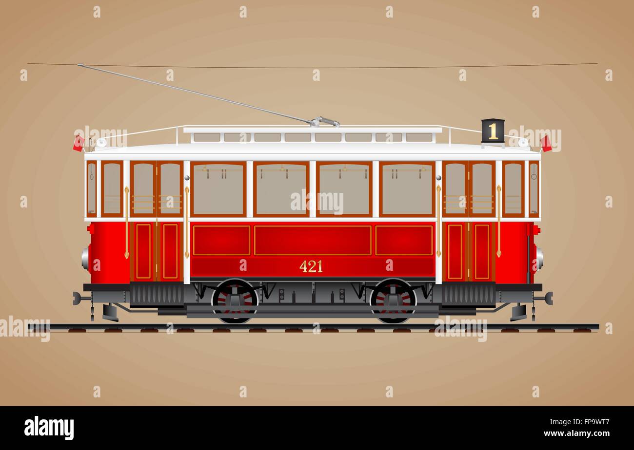 Traditional red tram Stock Vector Image & Art - Alamy