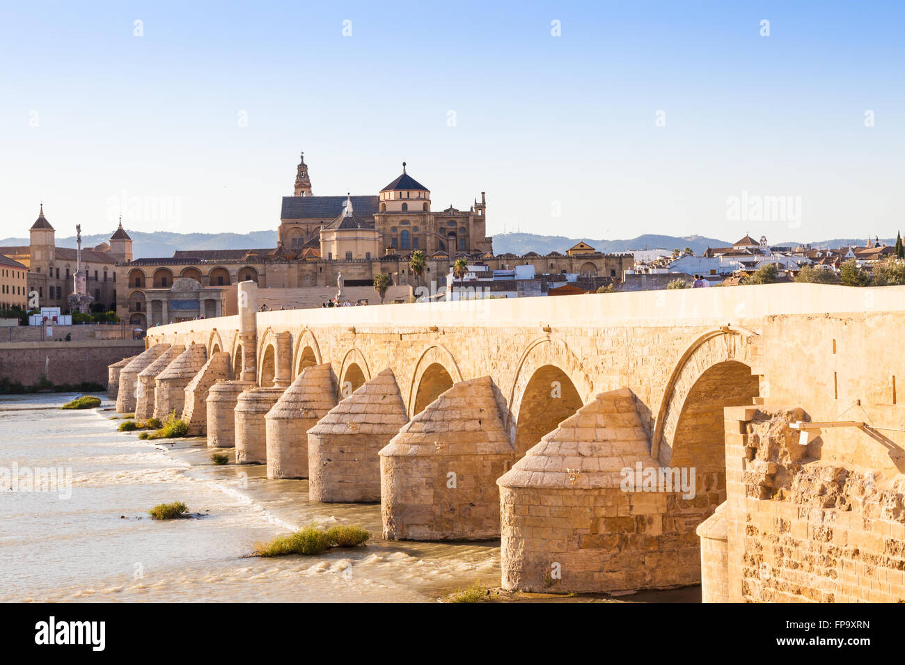 Cordoba Bridge in Spain - sunset time, detail of 16 archades Stock ...