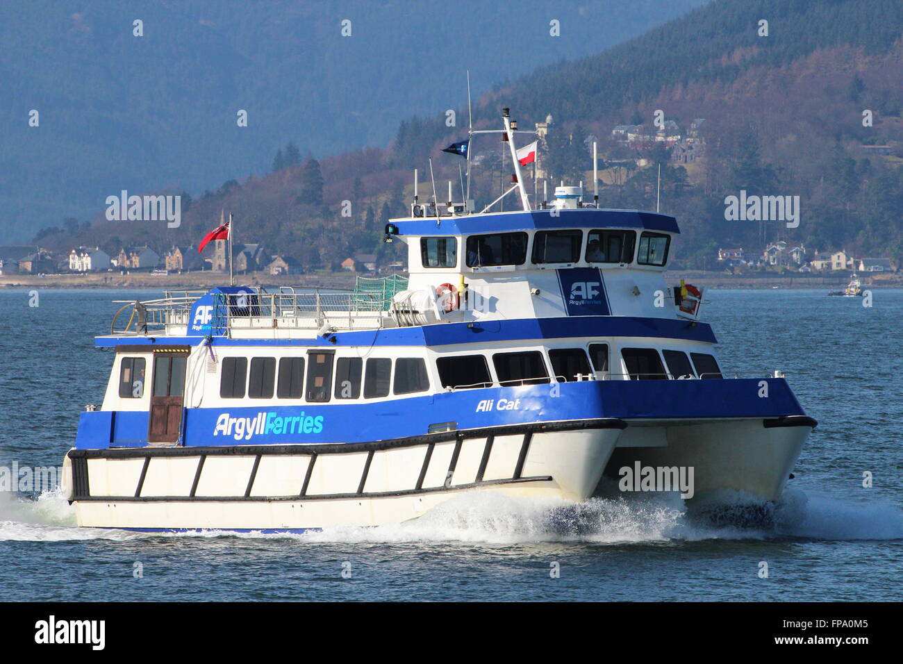 The Argyll Ferries passenger ferry Ali Cat, off Gourock on the Firth of ...