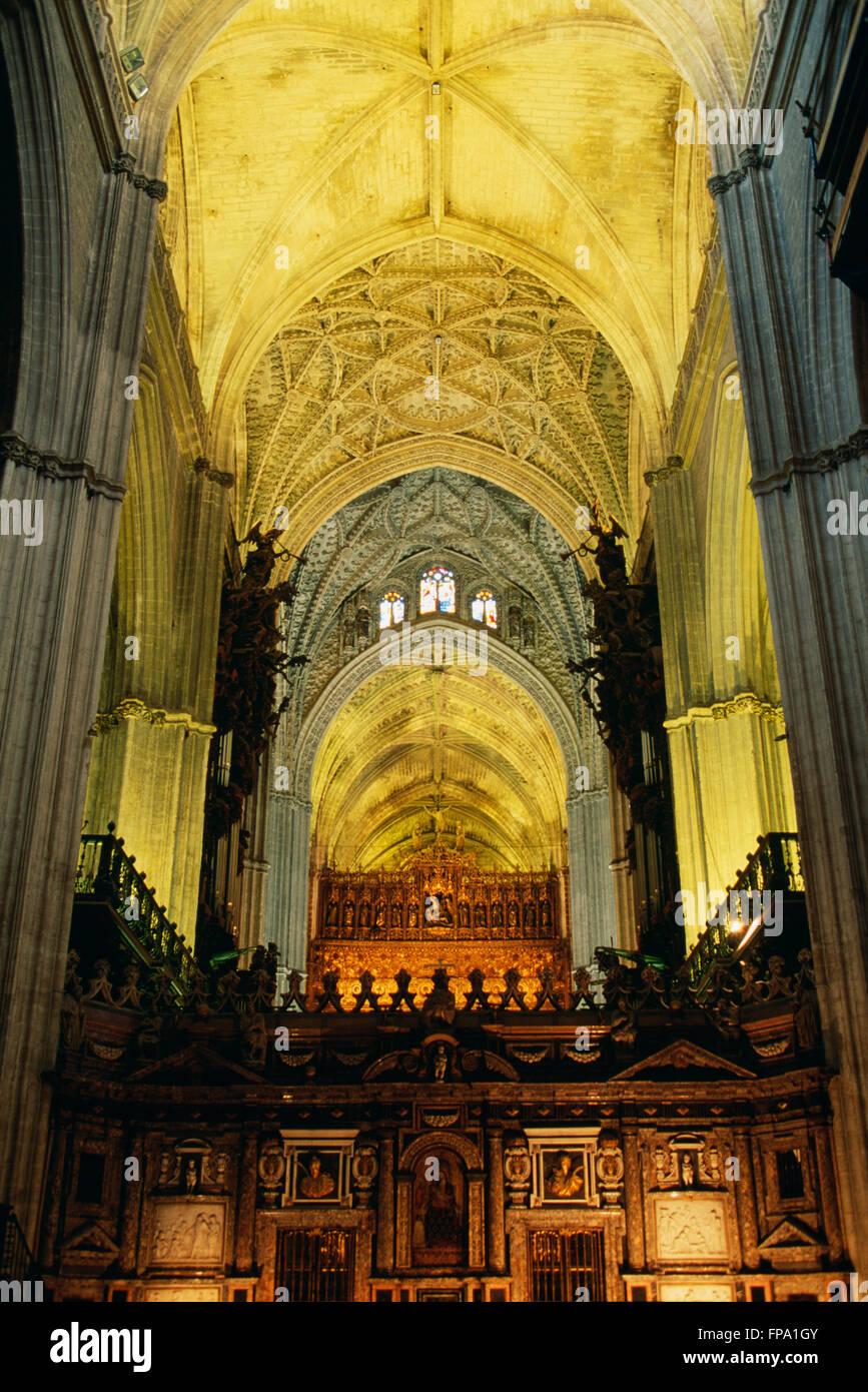 Interior of Seville Cathedral, Seville, Andalusia, Spain Stock Photo ...
