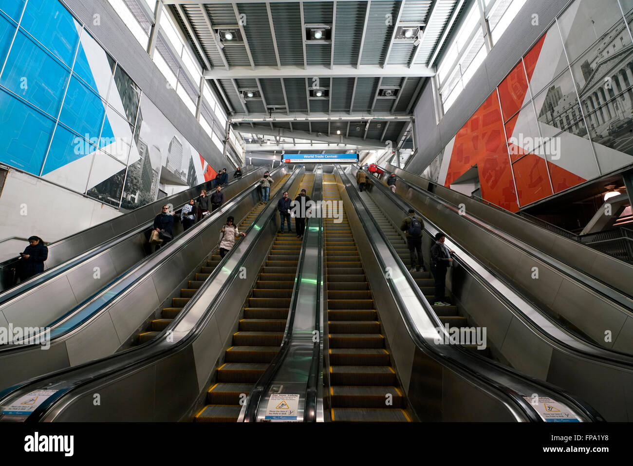 escalators inside of world trade center transportation hub PATH station ...