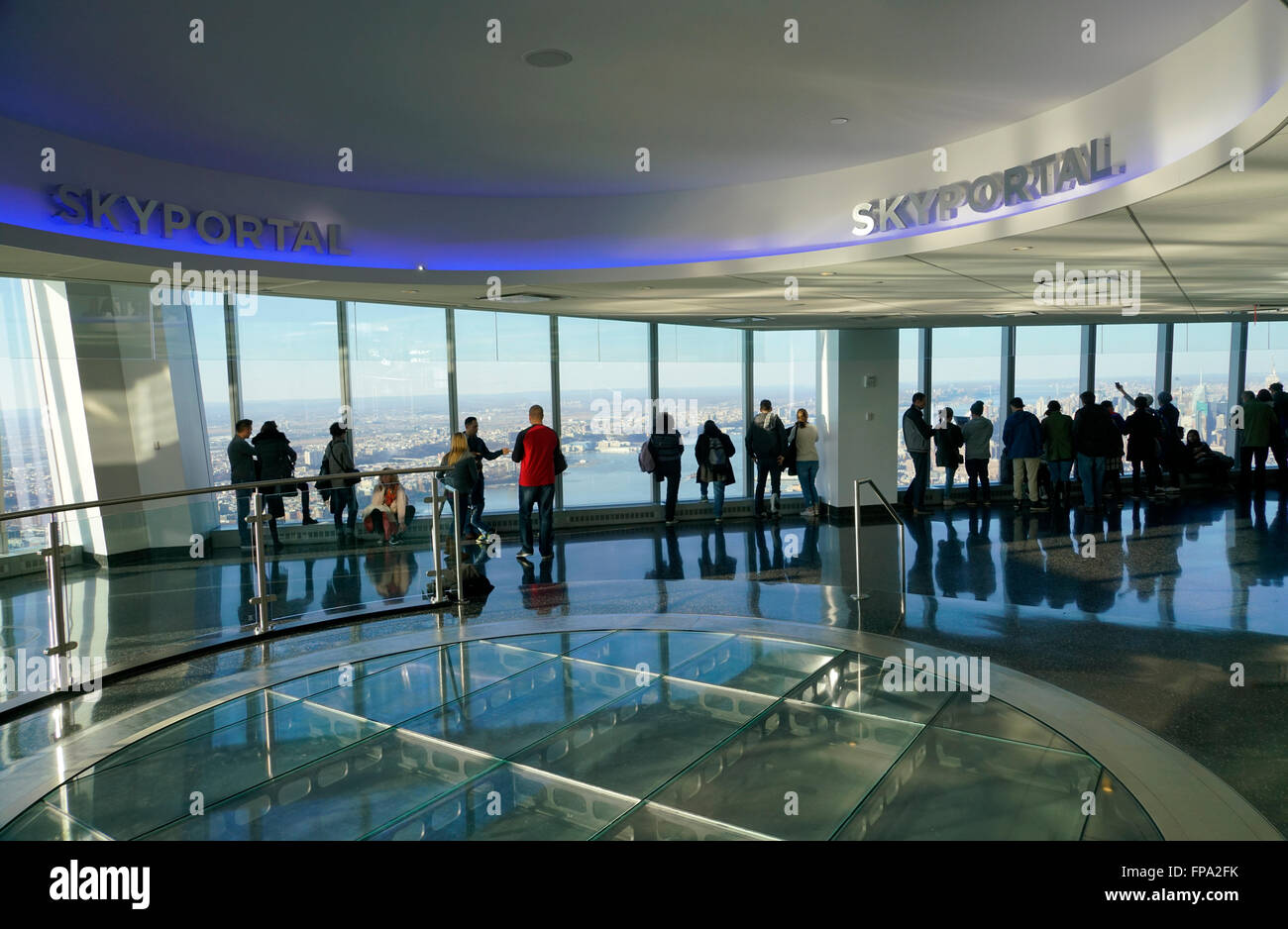 visitors in One World Observatory at World Trade Center, New York City ...