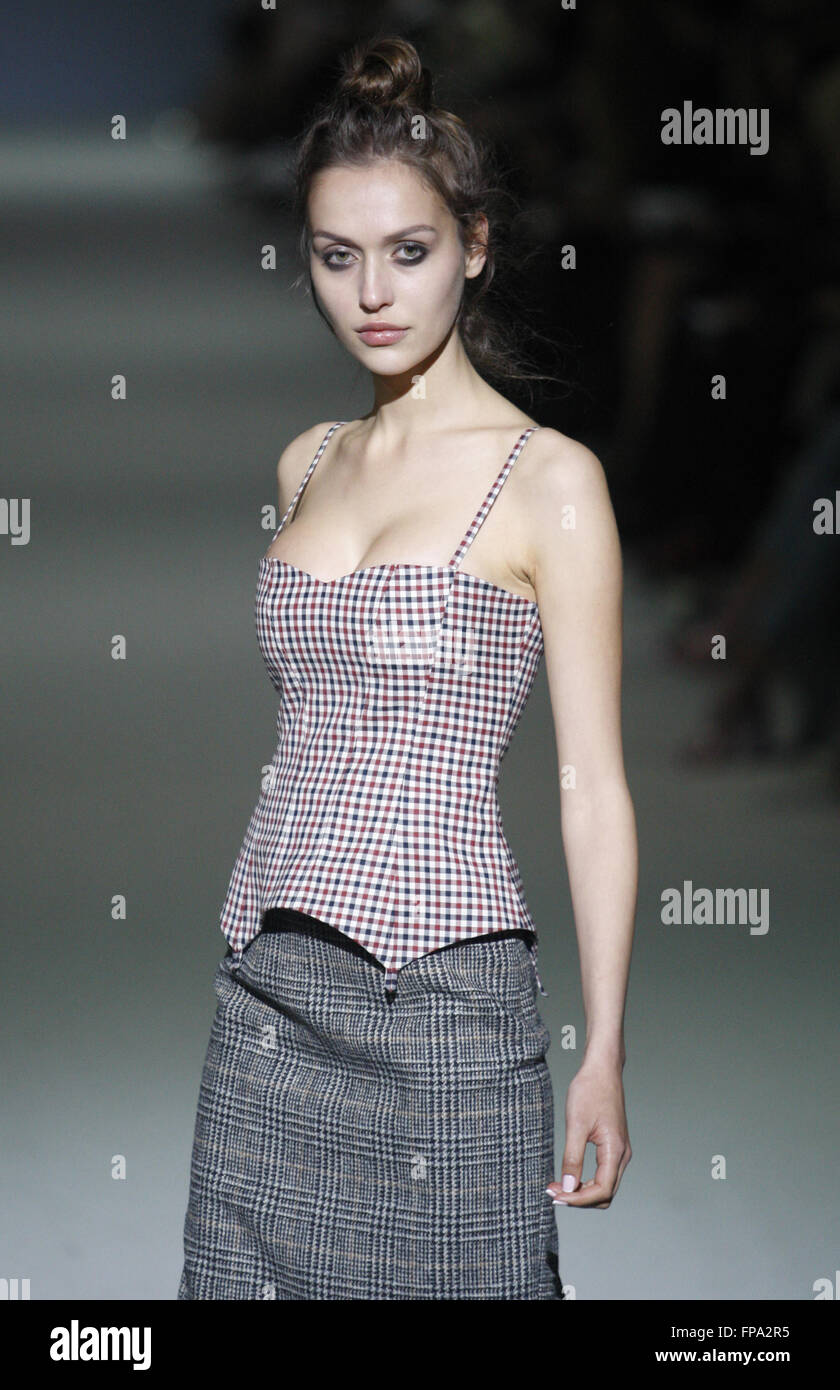 Kiev, Ukraine. 17th March, 2016. A model presents a creation by ...