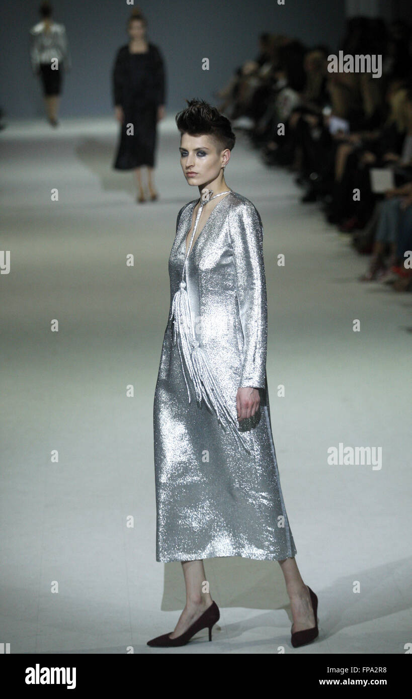 Kiev, Ukraine. 17th March, 2016. A model presents a creation by ...