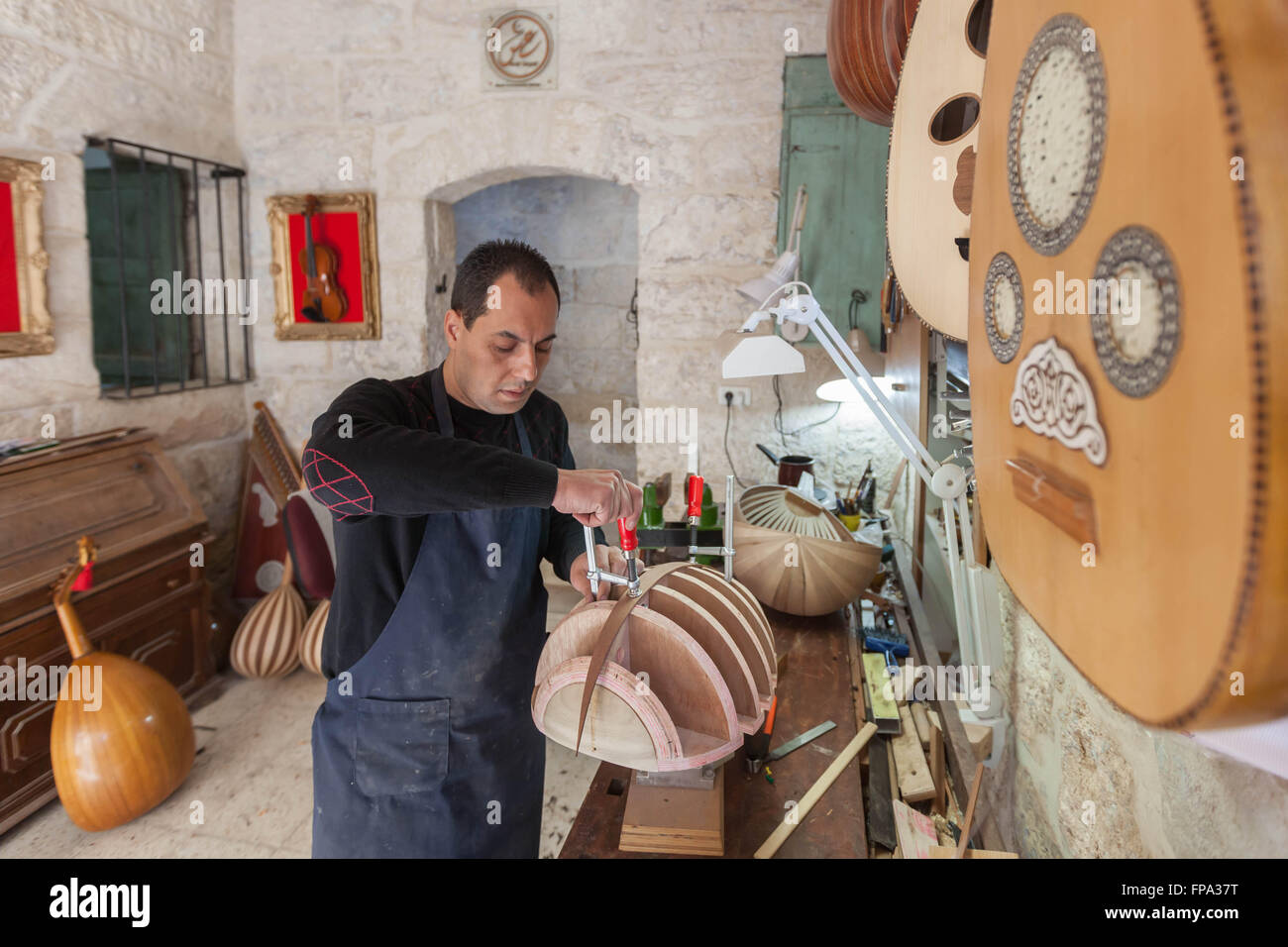 Bethlehem, Bethlehem. 17th Mar, 2016. Palestinian craftsman Aref Al ...