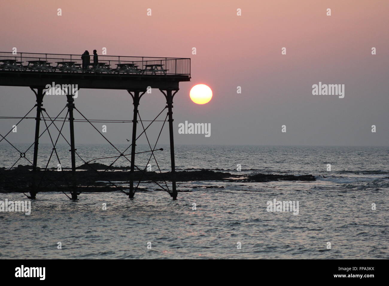 Aberystwyth Wales UK Weather Sunset after a sunny day on the Welsh ...