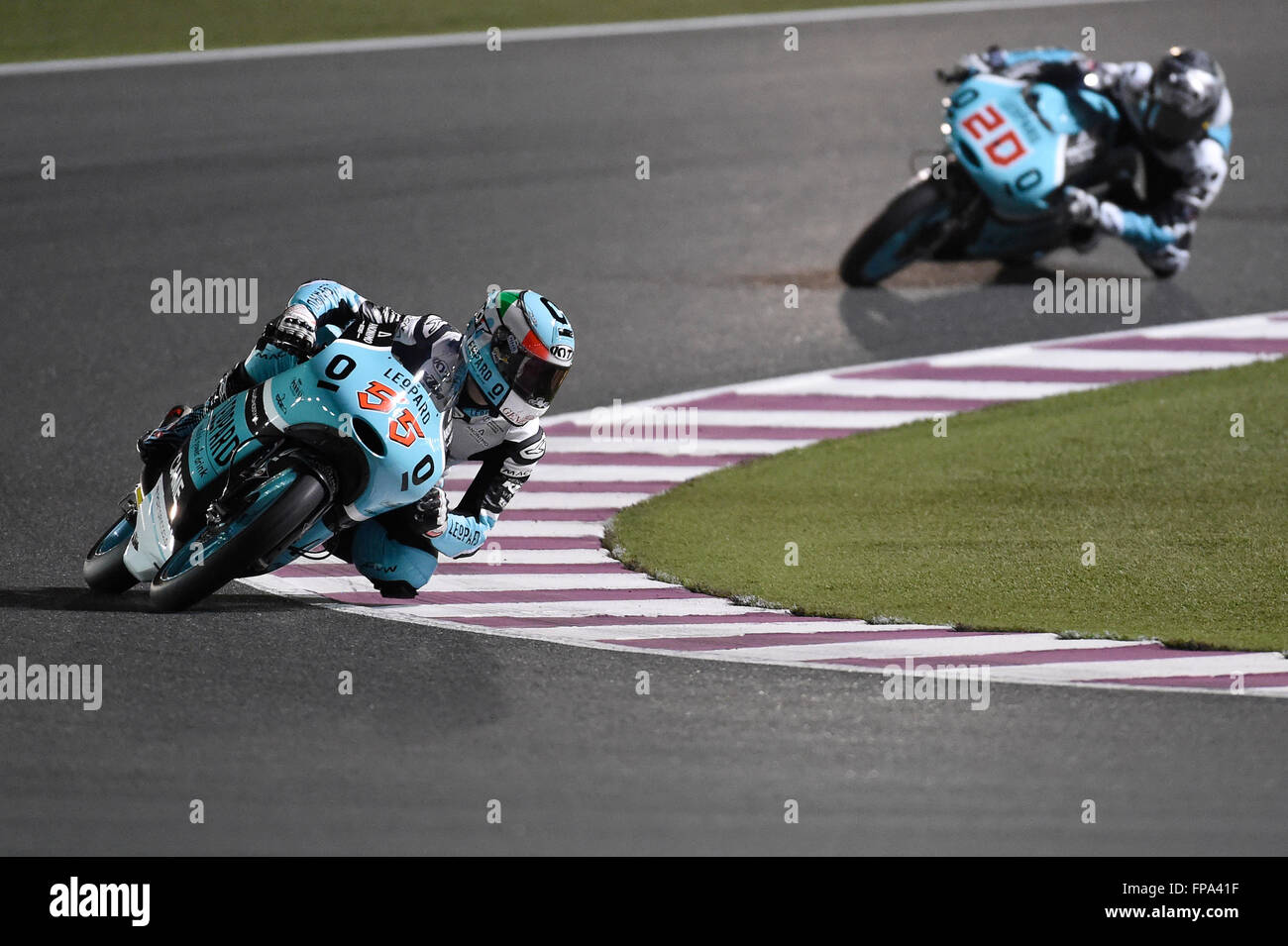 Losail, Qatar. 17th Mar, 2016. Moto3 rider Andrea Locatelli of leopard ...