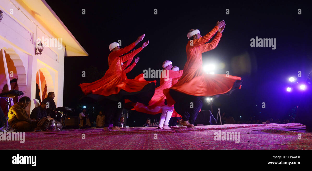 Lahore, Pakistan. 16th Mar, 2016. Pakistani artist perform Sufi dance ...