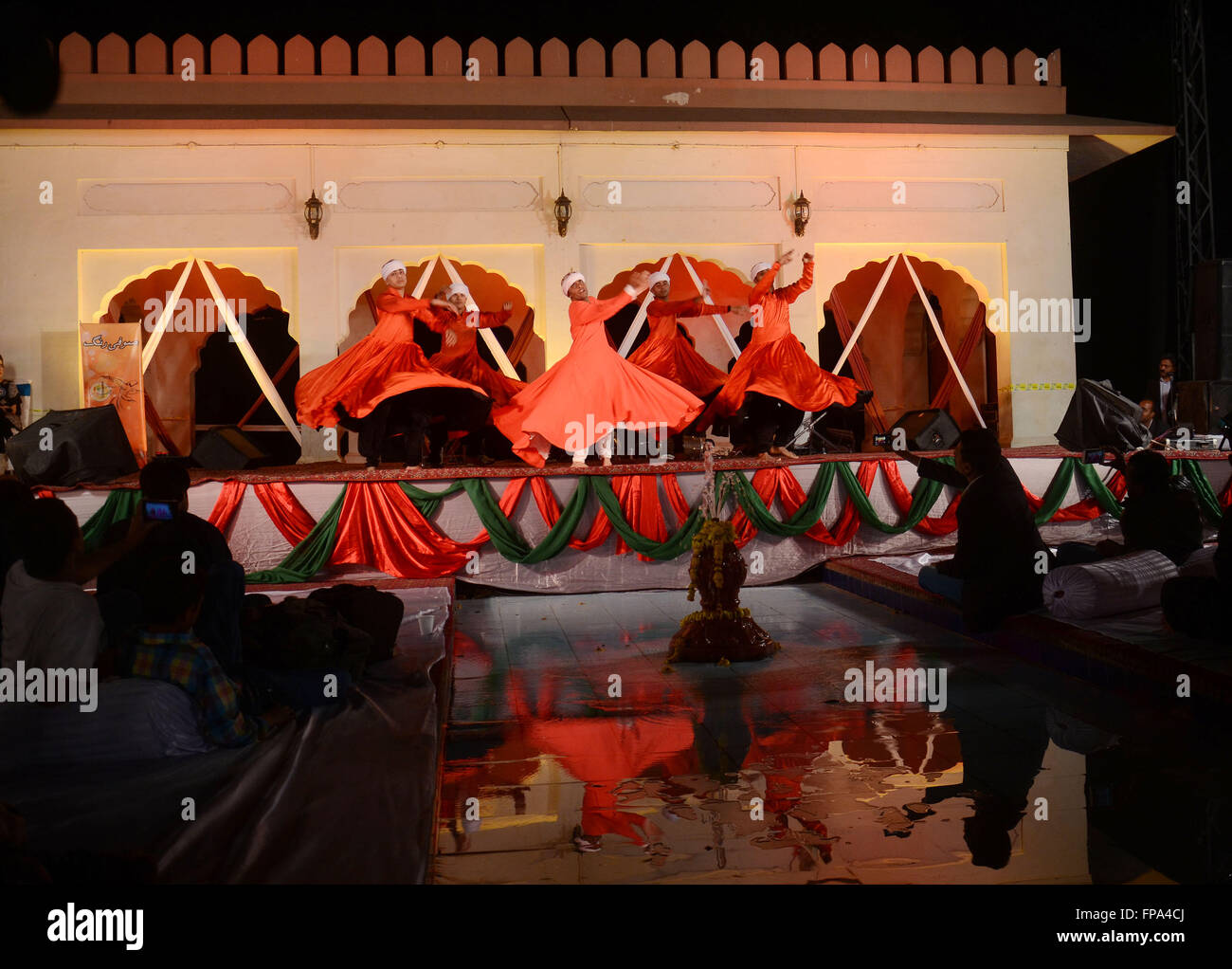 Lahore, Pakistan. 16th Mar, 2016. Pakistani artist perform Sufi dance ...