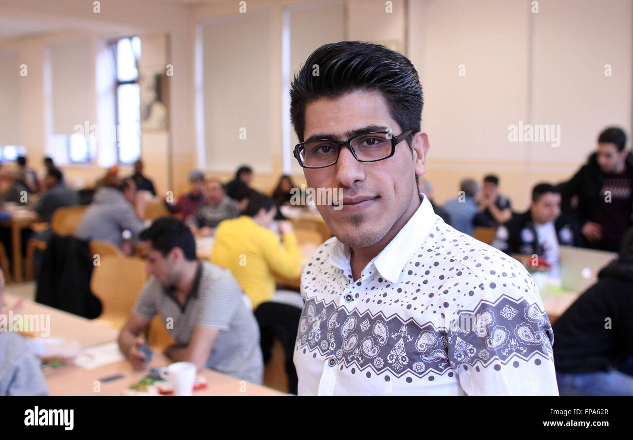 Leipzig, Germany. 17th Mar, 2016. Mojib Abassi from Afghanistan standing int eh so-called ...