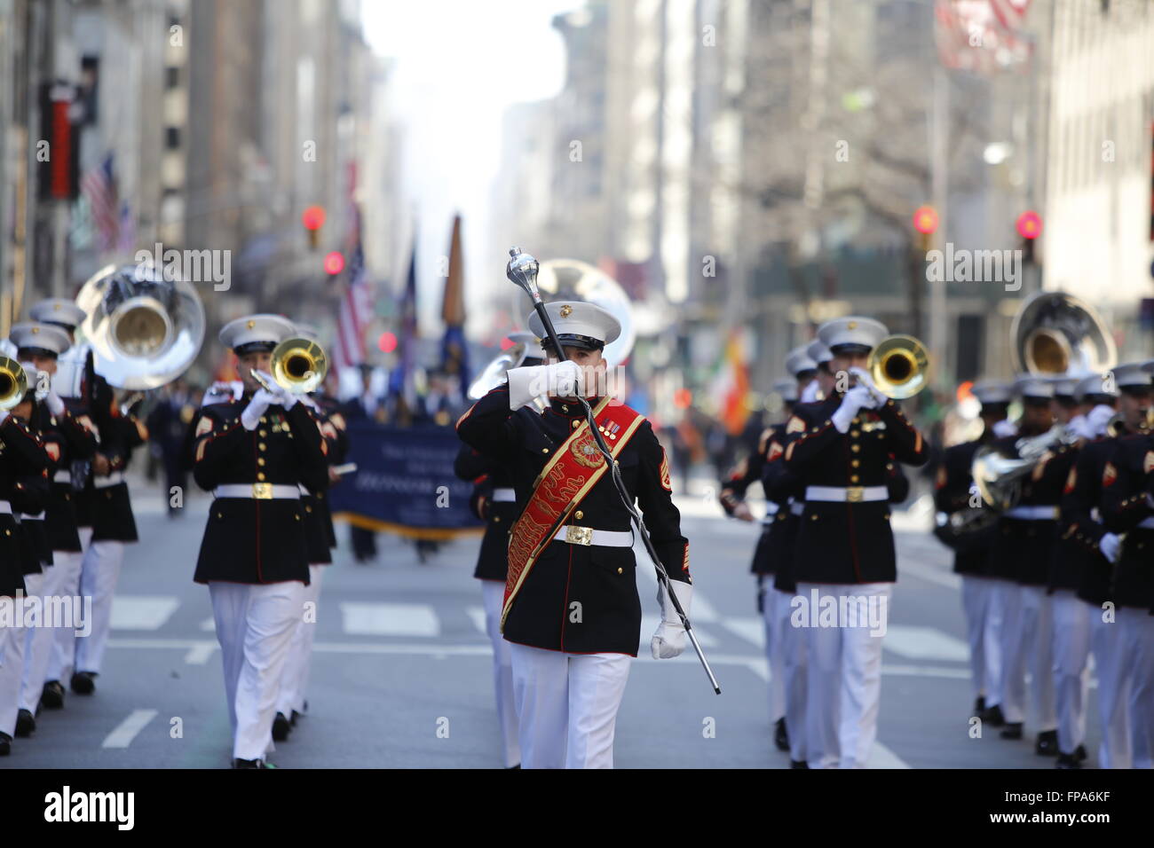 Band drum major leads marching band hi-res stock photography and images ...