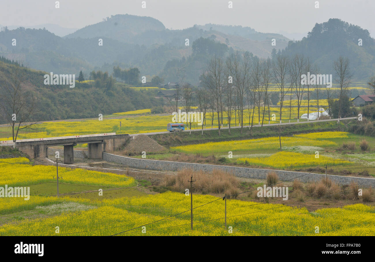 Huitong, China's Hunan Province. 17th Mar, 2016. A vehicle runs past ...