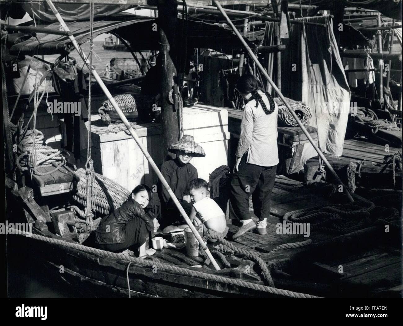 1959 - Lots of the Chinese refugees live on boats like this fisherman's ...