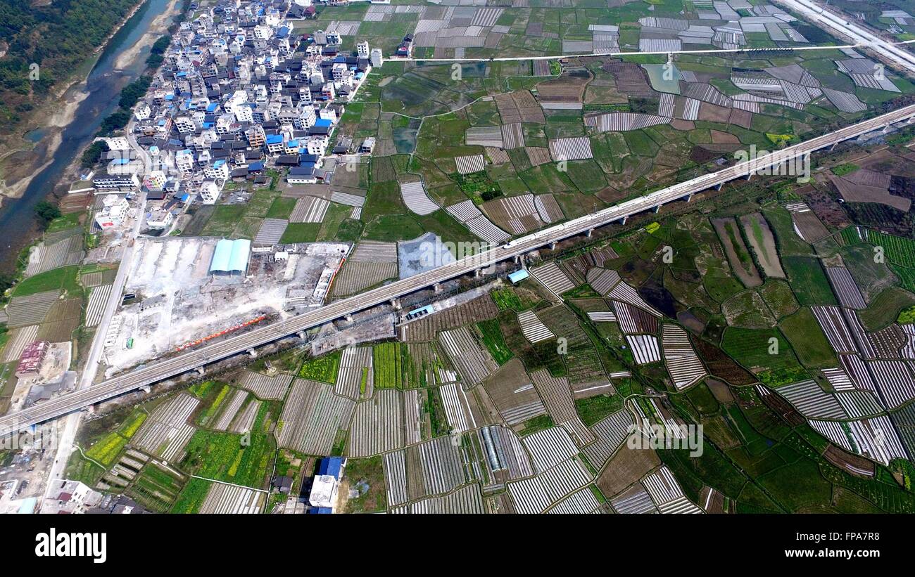 Rongjiang. 18th Mar, 2016. Aerial Photo taken on March 18, 2016 shows a ...