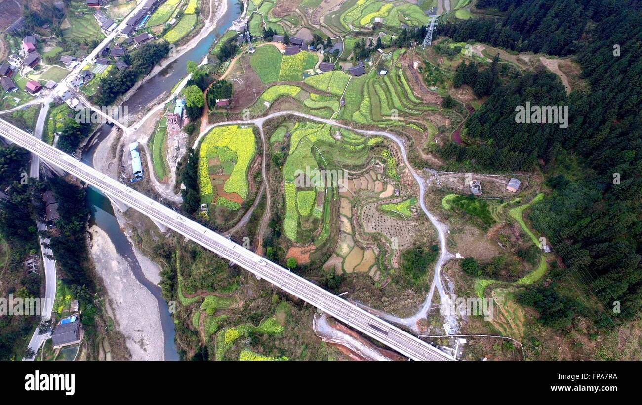 Rongjiang. 18th Mar, 2016. Aerial Photo taken on March 18, 2016 shows a ...