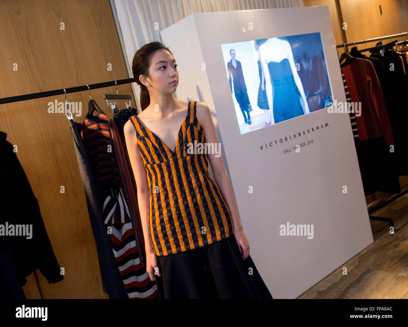 Hong Kong.. 18th Mar, 2016. Victoria Beckham press conference. Press ...
