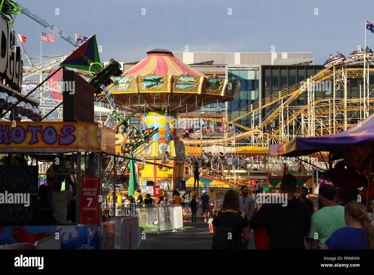 Sydney, Australia. 18 March 2016. Pictured: Carnival fairground rides ...