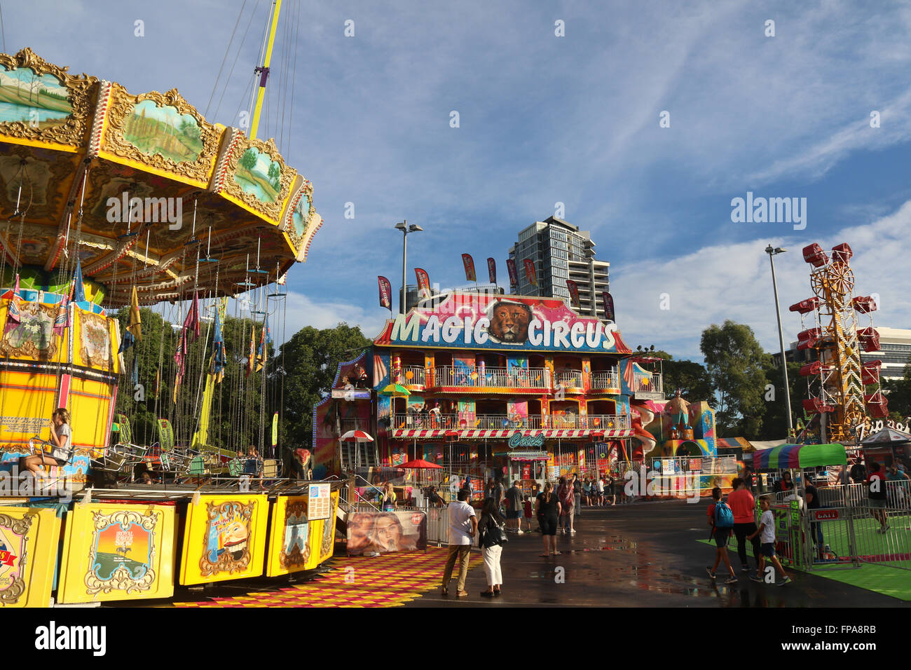 Sydney, Australia. 18 March 2016. Pictured: Carnival fairground rides ...