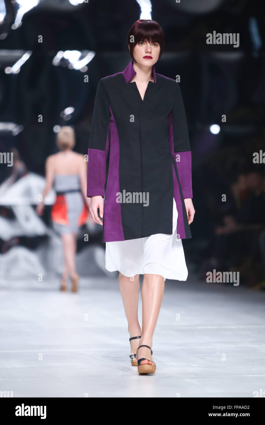 Zagreb. Croatia. 17th March, 2016. Model wearing clothes designed by ...