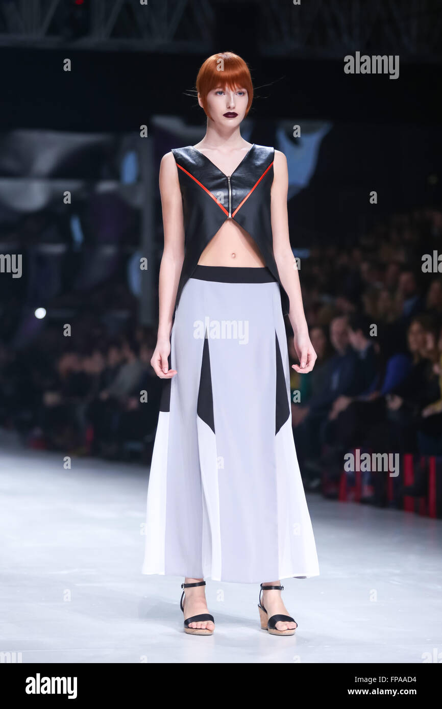 Zagreb. Croatia. 17th March, 2016. Model wearing clothes designed by ...