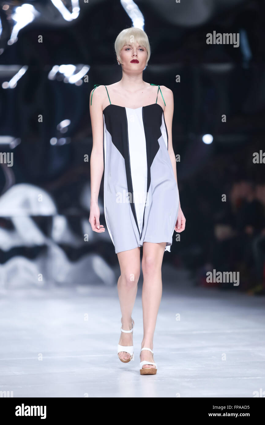 Zagreb. Croatia. 17th March, 2016. Model wearing clothes designed by ...