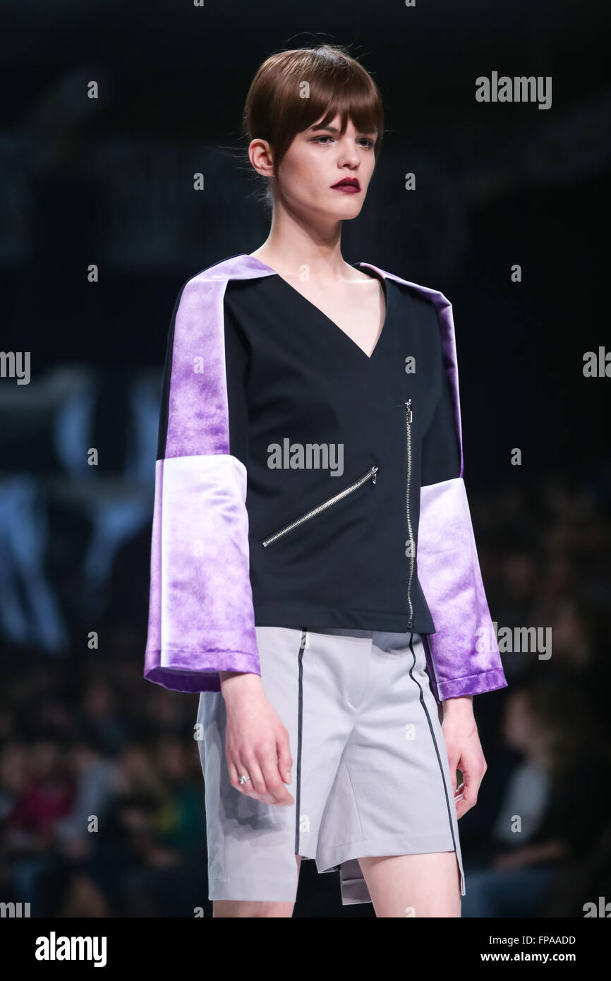 Zagreb. Croatia. 17th March, 2016. Model wearing clothes designed by ...