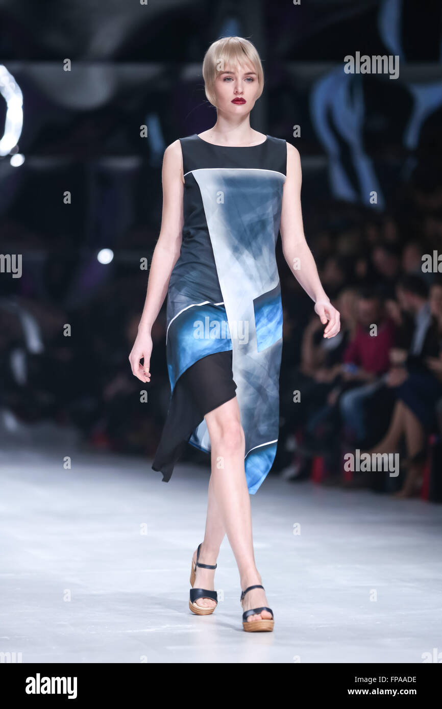 Zagreb. Croatia. 17th March, 2016. Model wearing clothes designed by ...