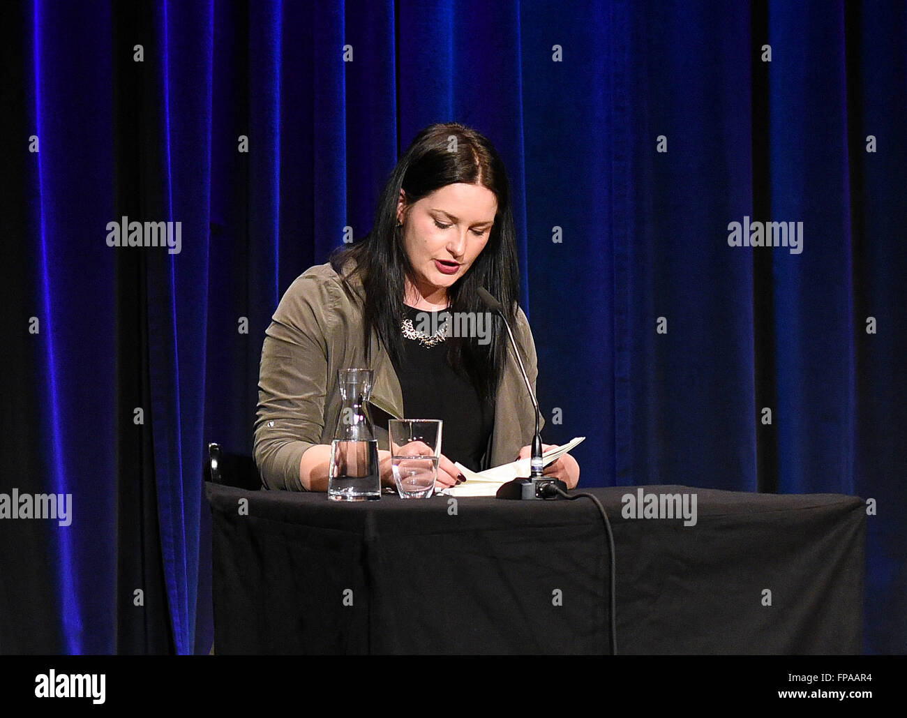 Cologne, Germany. 18th Mar, 2016. Author Jessica Gehres reads from her ...
