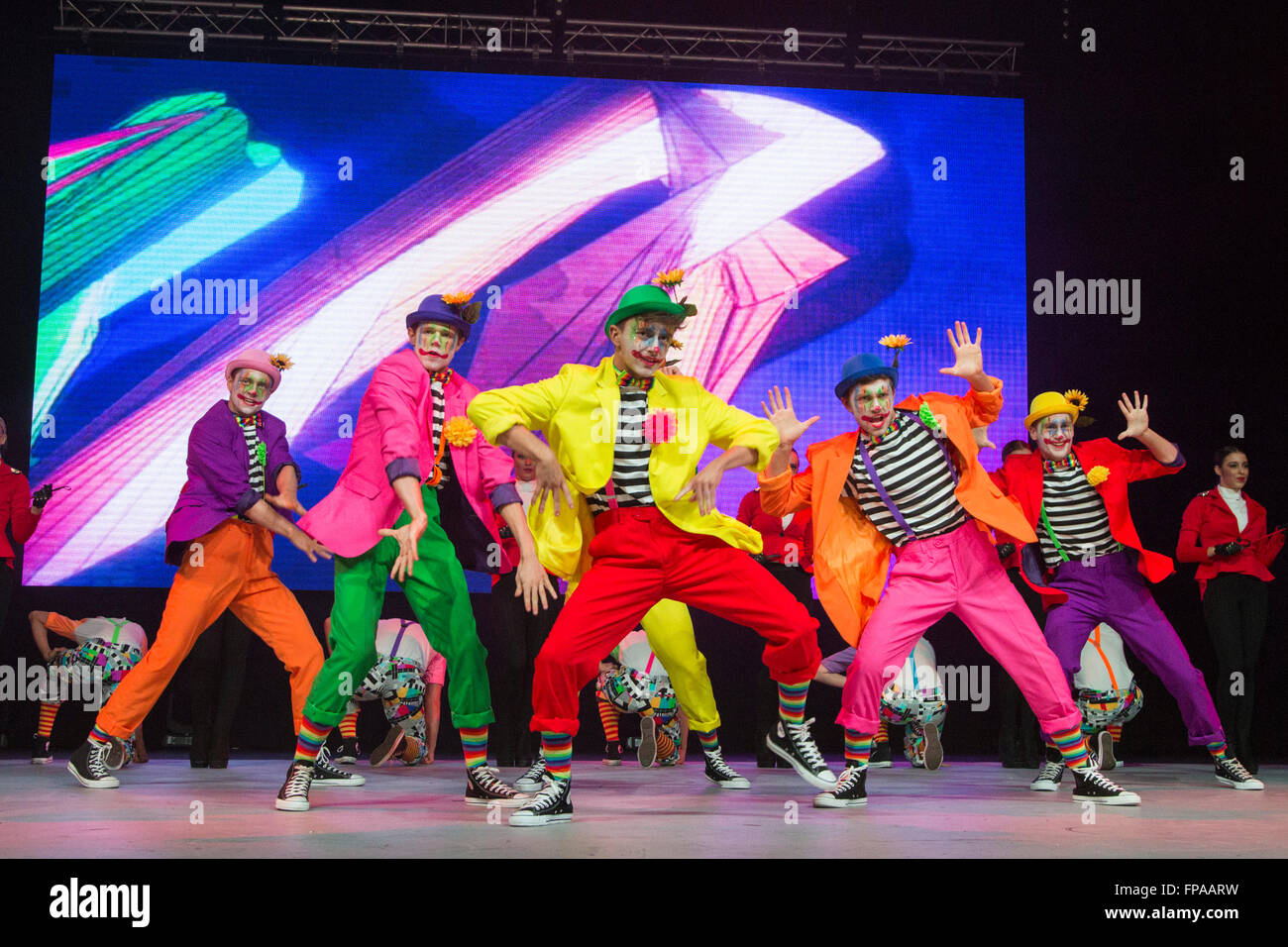 London, UK. 18 March 2016. A circus-inspired performance from students ...