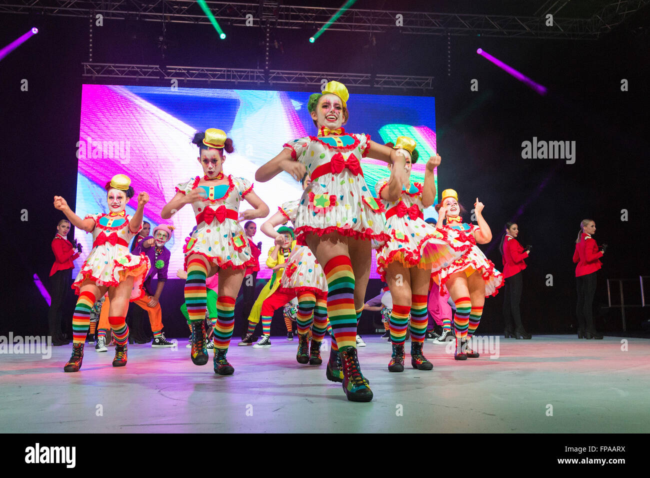 London, UK. 18 March 2016. A circus-inspired performance from students ...