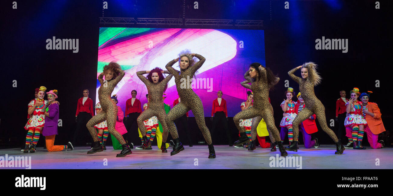 London, UK. 18 March 2016. A circus-inspired performance from students ...