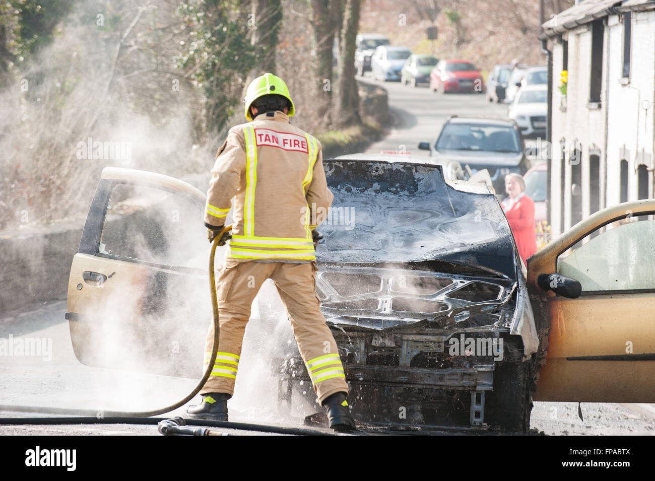 Machynlleth, Powys, West Wales, UK. 18th March, 2016. A car on the A487 ...