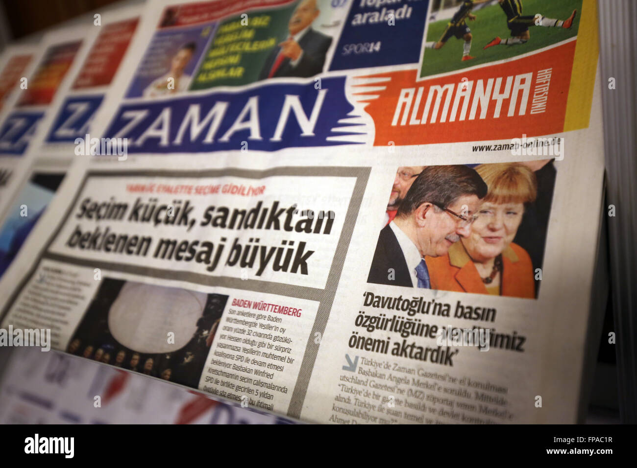 Berlin, Germany. 18th Mar, 2016. The title page of the Turkish ...