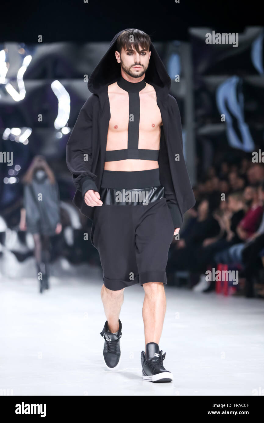 Zagreb, Croatia. 17th March, 2016. Model wearing clothes designed by ...