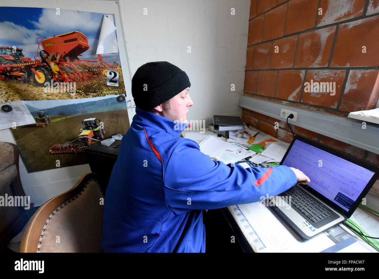 Hohenwestedt, Germany. 3rd Mar, 2016. Farmer Christoph Rohwer on his ...