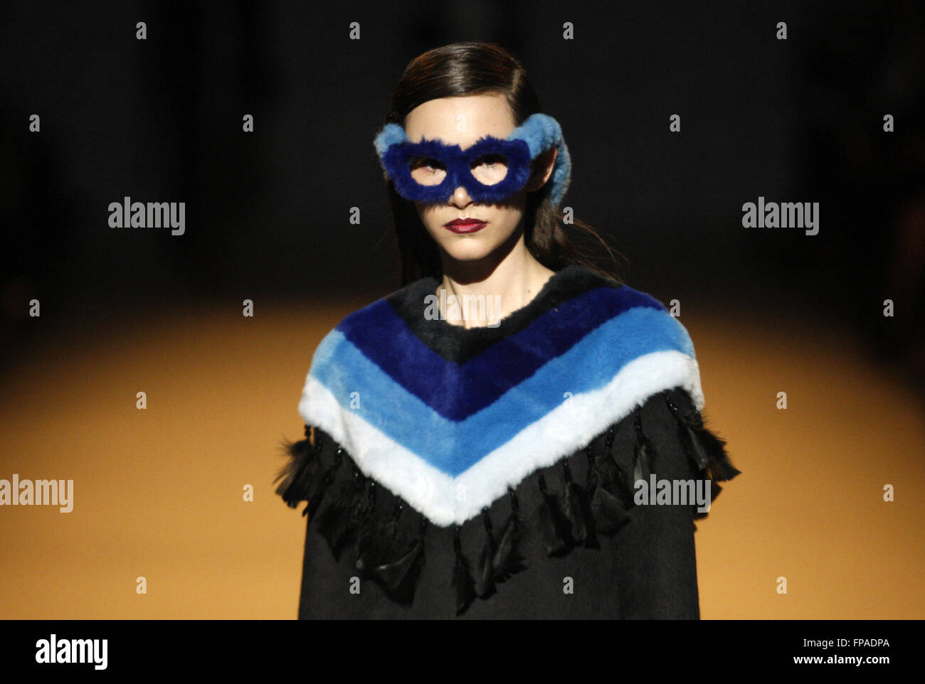 A model presents a creation by Ukrainian designer Andre TAN during the ...