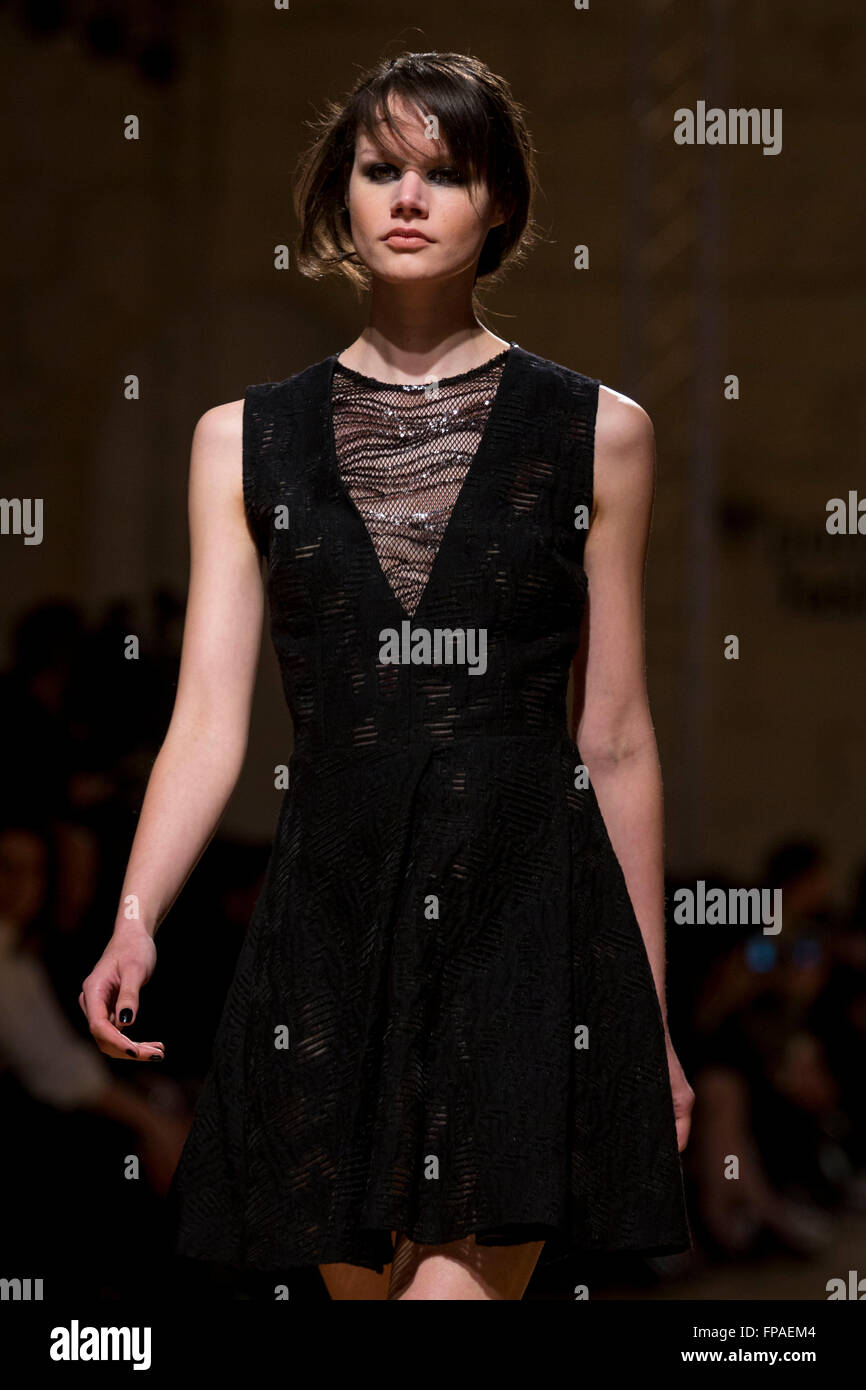 Porto, Portugal. 18th March, 2016. Model walks in the catwalk for ...