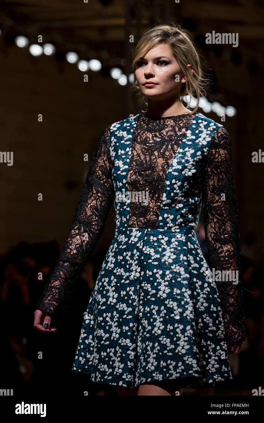 Porto, Portugal. 18th March, 2016. Model walks in the catwalk for ...