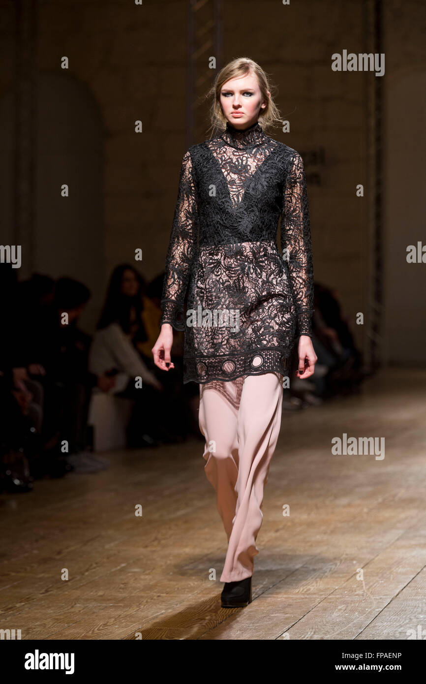 Porto, Portugal. 18th March, 2016. Model walks in the catwalk for ...